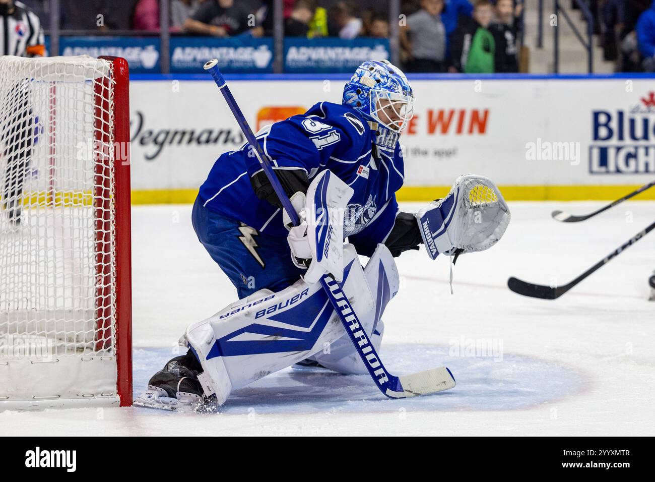 Rochester, New York, USA. 20th Dec, 2024. Syracuse Crunch goaltender ...