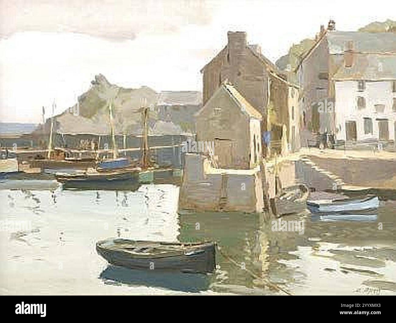 Edwin Byatt - Polperro harbour Oil on panel Signed lower right 29 Stock ...