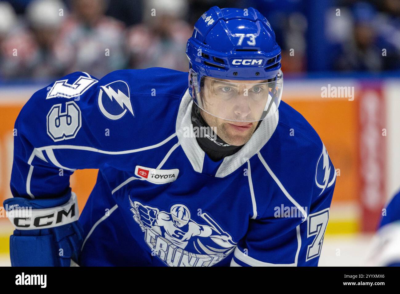 Rochester, New York, USA. 20th Dec, 2024. Syracuse Crunch forward Conor ...