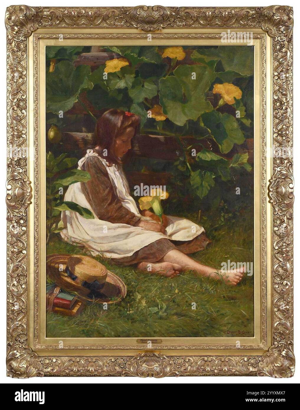 Edwin Burrage Child - Squash Blossoms--Playing Truant, 1900, signed and ...
