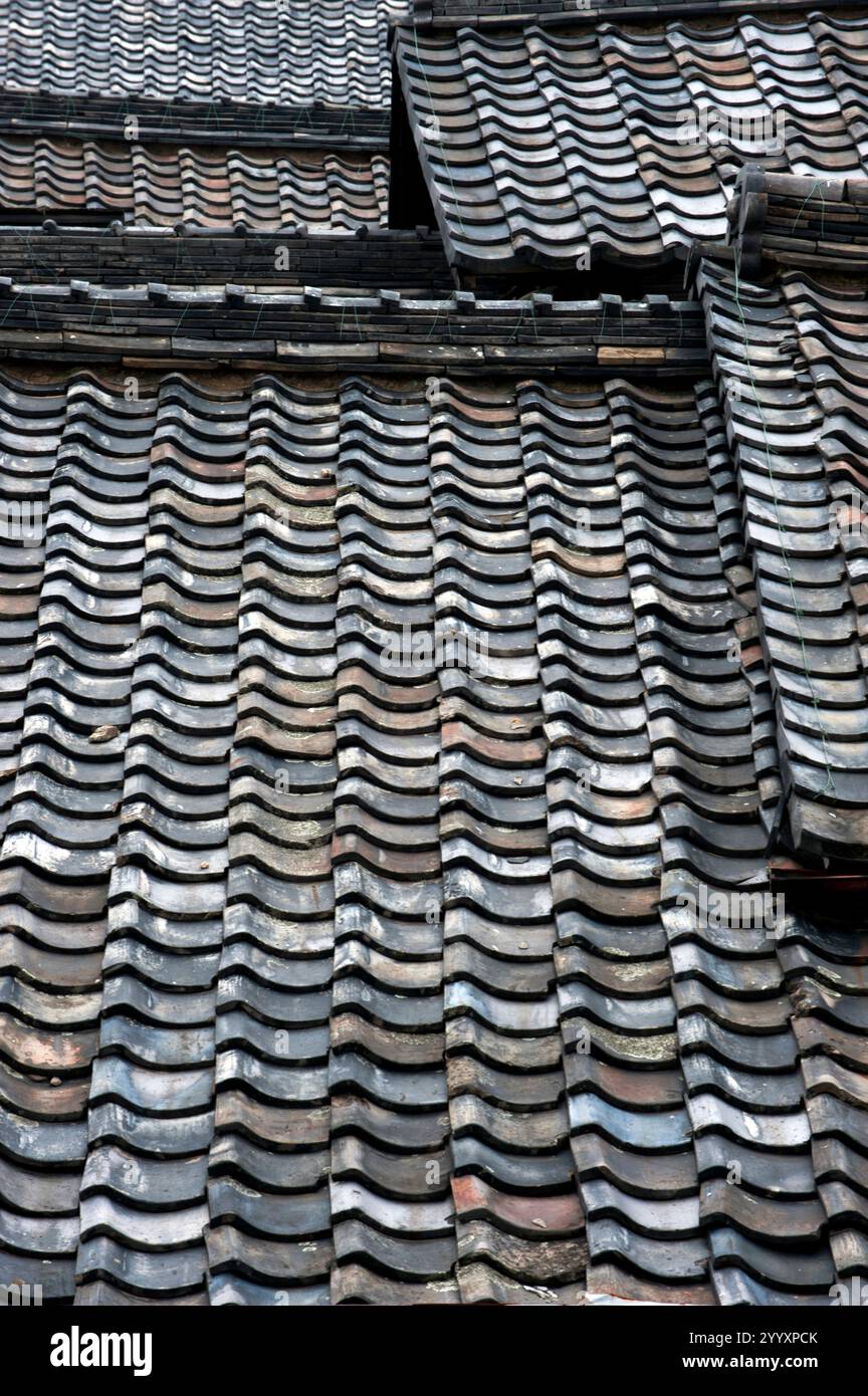 Old Japan pattern concept image of gray porcelain traditional roof ...