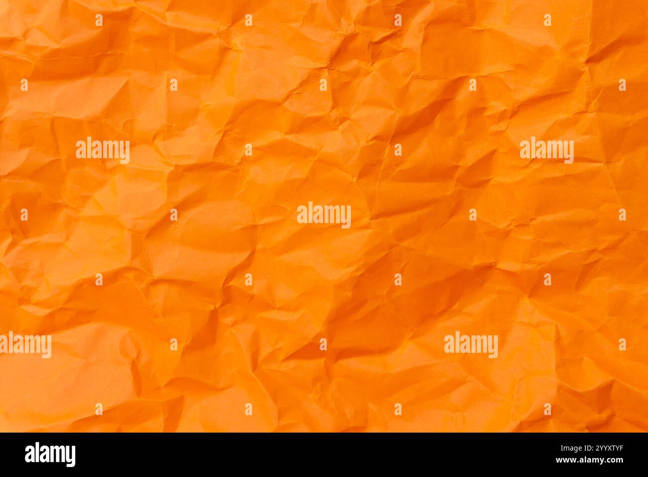 Top view and full frame of wrinkled or crumpled orange paper is used as ...