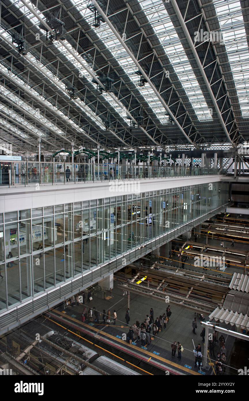 View of the sprawling interior of West Japan Railway (JR) Osaka Umeda ...