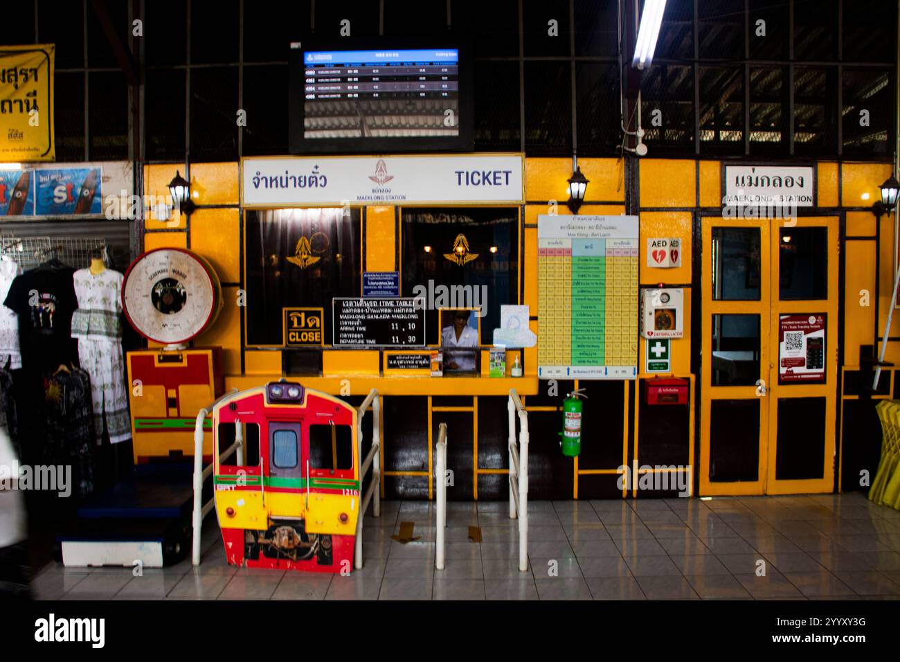Antique building vintage architecture of Maeklong railway station for ...