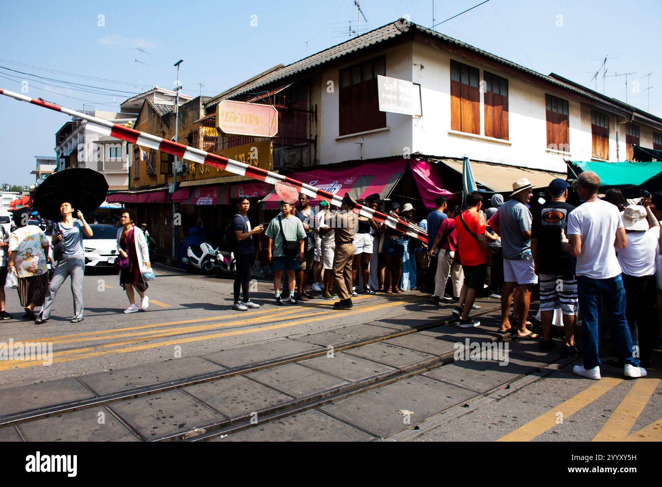 Maeklong Railway Market for thai people foreign traveler travel visit ...