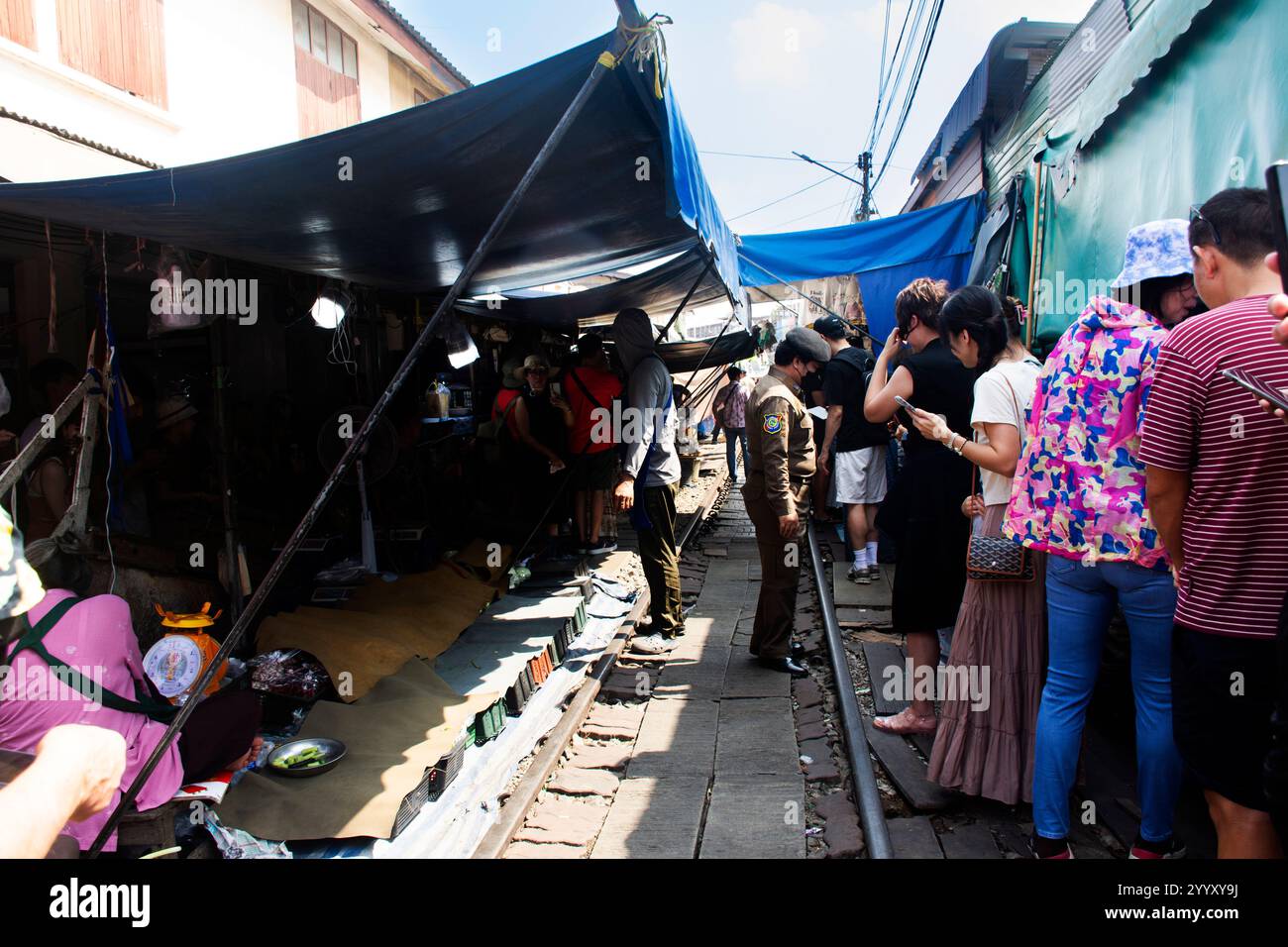 Maeklong Railway Market for thai people foreign traveler travel visit ...