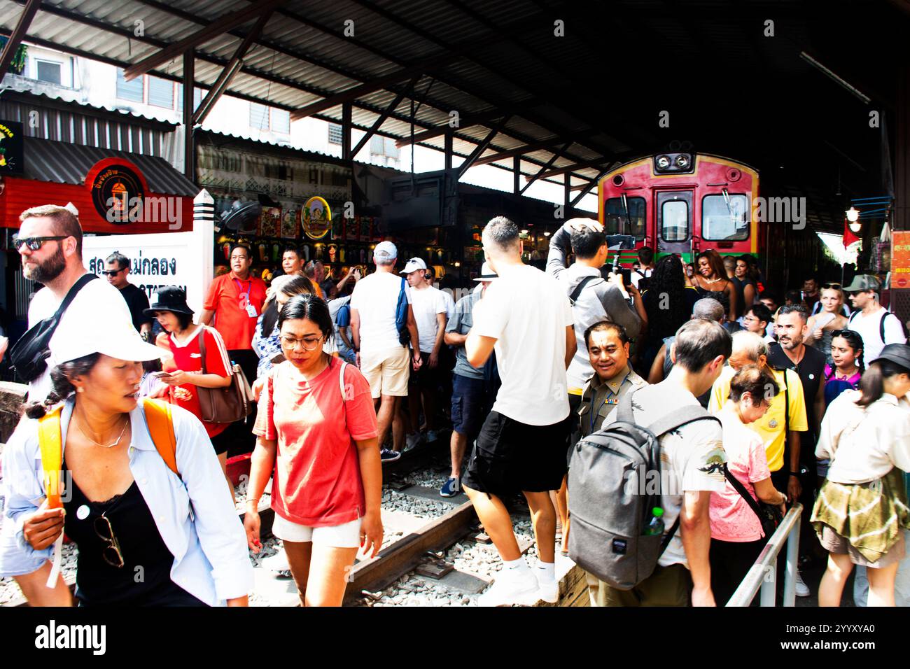 Maeklong Railway Market for thai people foreign traveler travel visit ...