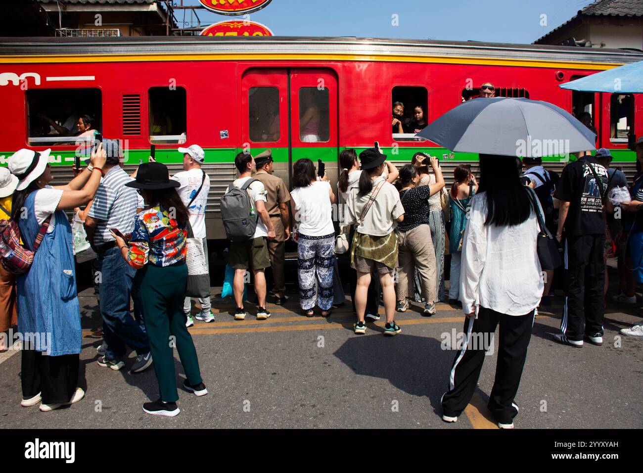 Maeklong Railway Market for thai people foreign traveler travel visit ...