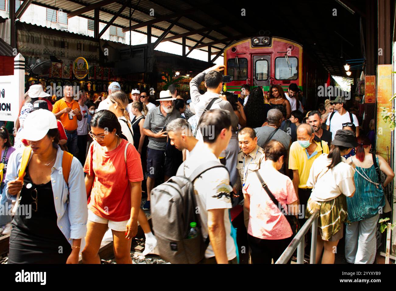 Maeklong Railway Market for thai people foreign traveler travel visit ...