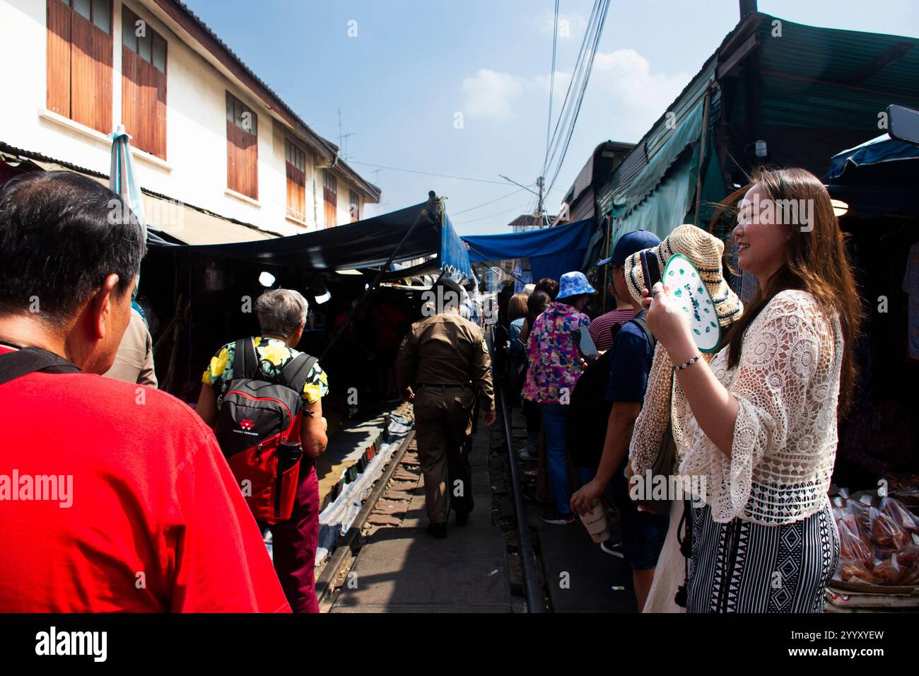 Maeklong Railway Market for thai people foreign traveler travel visit ...