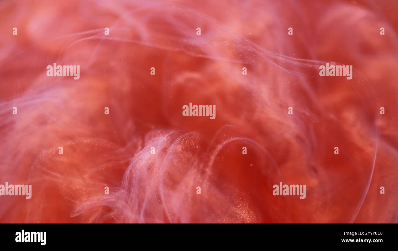 Splash ink. Wave abstract. Defocused bright red smoke paint cloud shiny ...