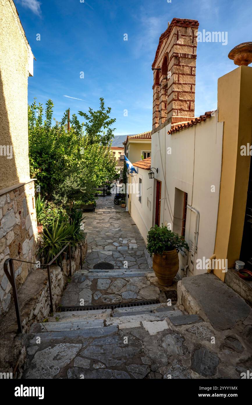 Athens, Attica - GR - Oct 25, 2024 A charming stone path in Plaka ...