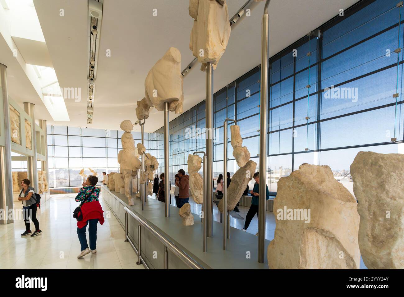 Athens, Attica - GR - Oct 26, 2024 Acropolis Museum’s Parthenon Gallery: A glass-walled space ...