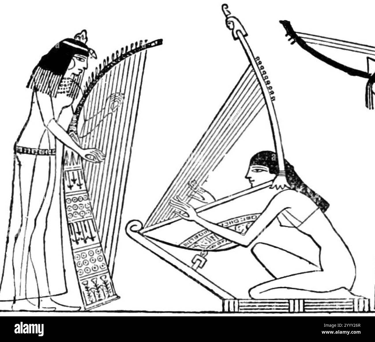 Egyptian vertical arched harp, angular harp Stock Photo - Alamy