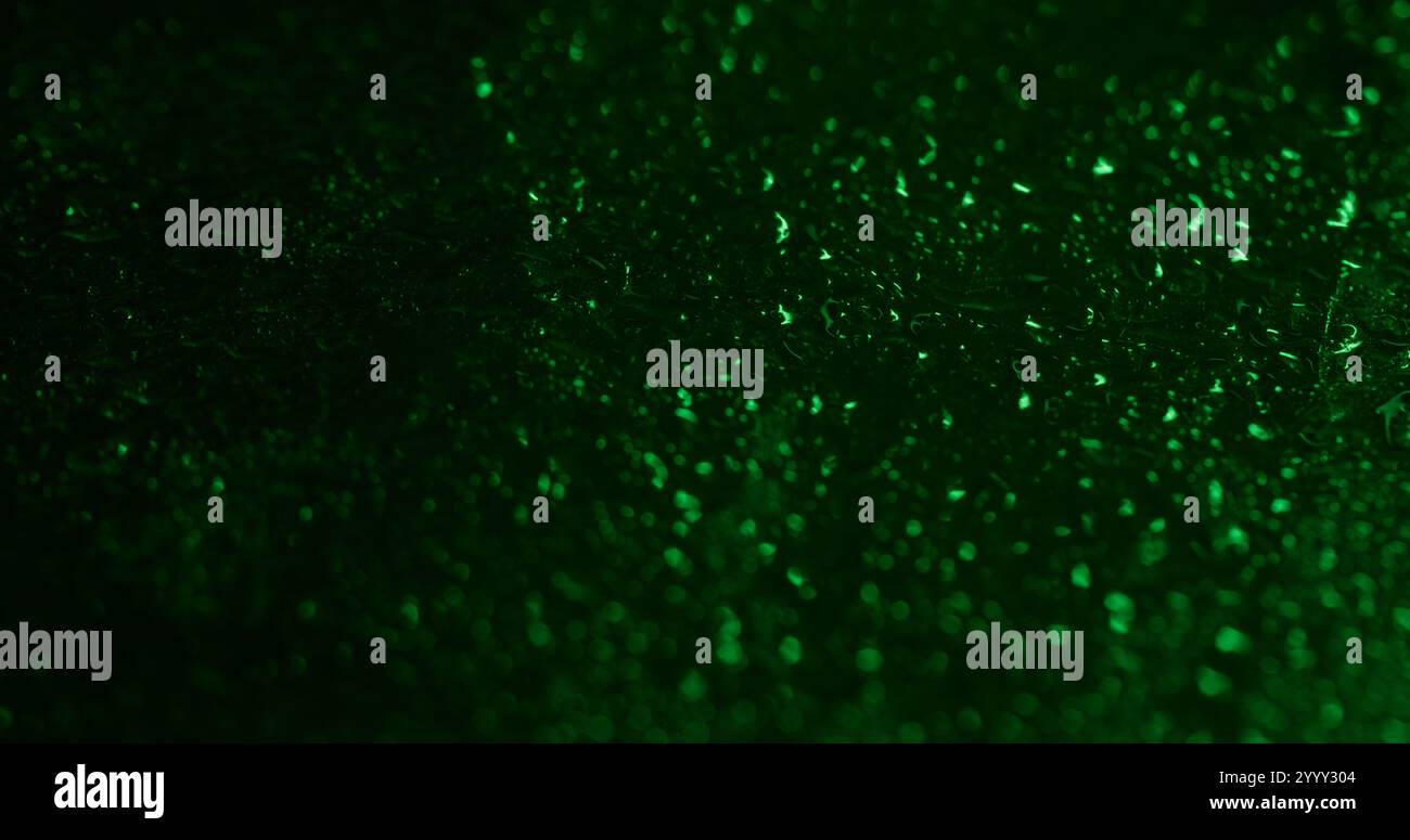 Wet texture. Water drops. Sparkling colorful green fluid rain water ...