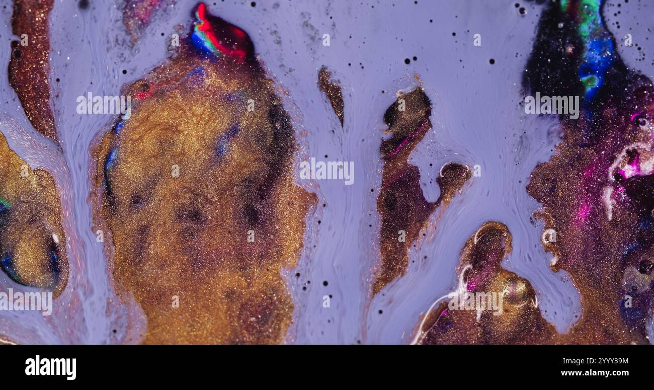 Wet ink texture. Shiny liquid spill. Defocused multicolor shimmering ...