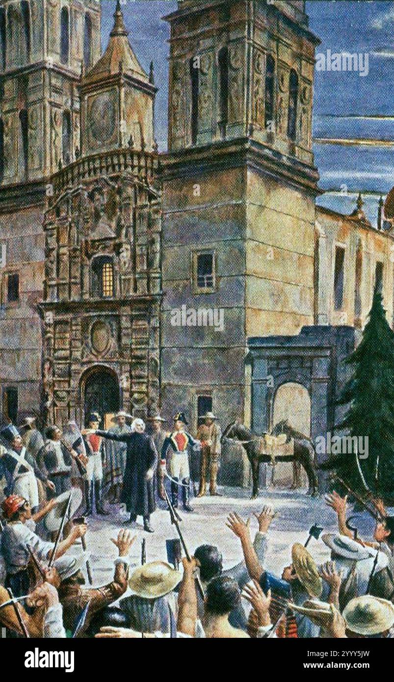 El cura D. Miguel Hidalgo proclama la Independencia Nacional en Dolores, a la madrugada del 16 ...