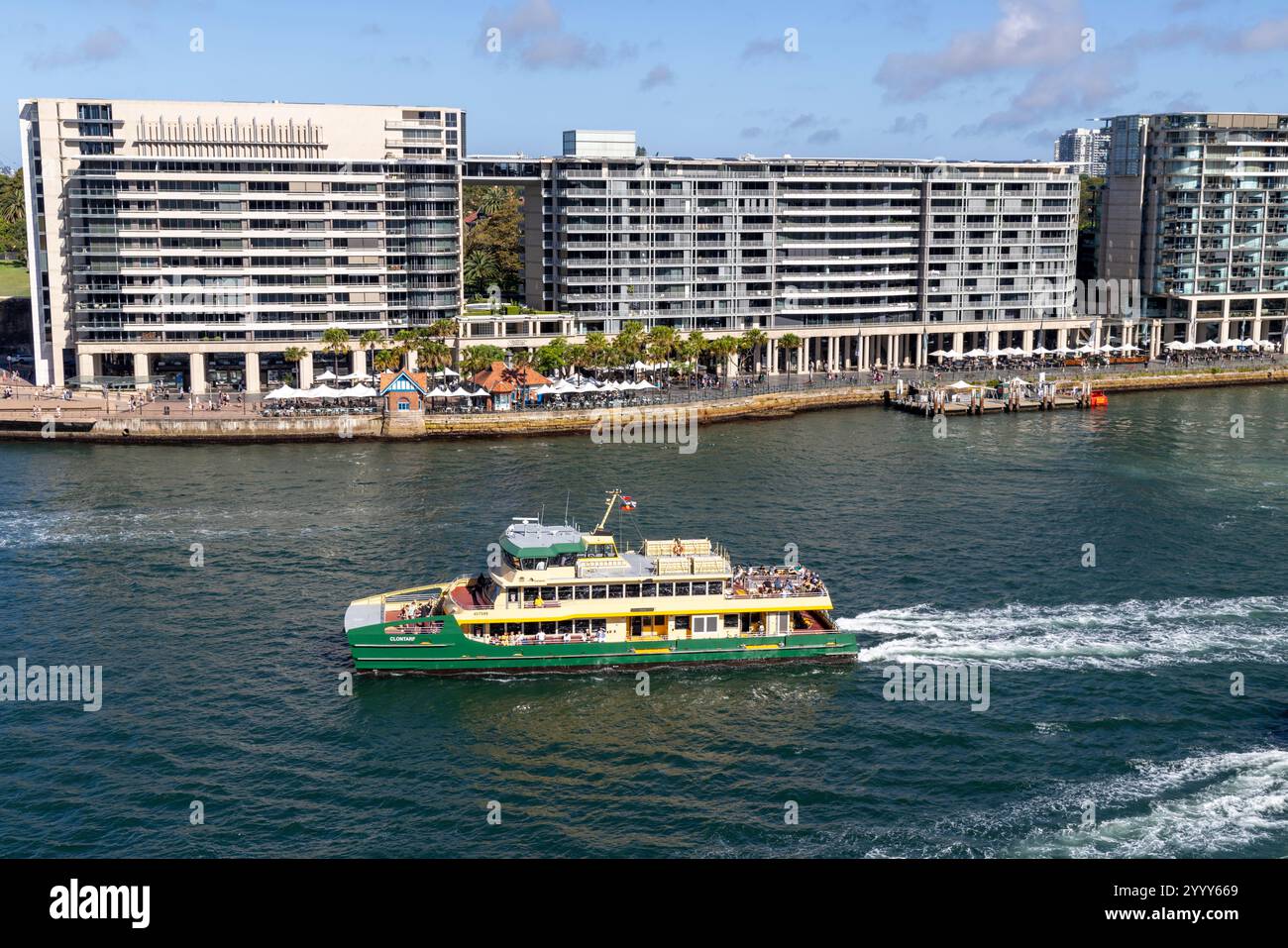 Sydney ferry MV Clontarf leaves Circular Quay Sydney city centre ...