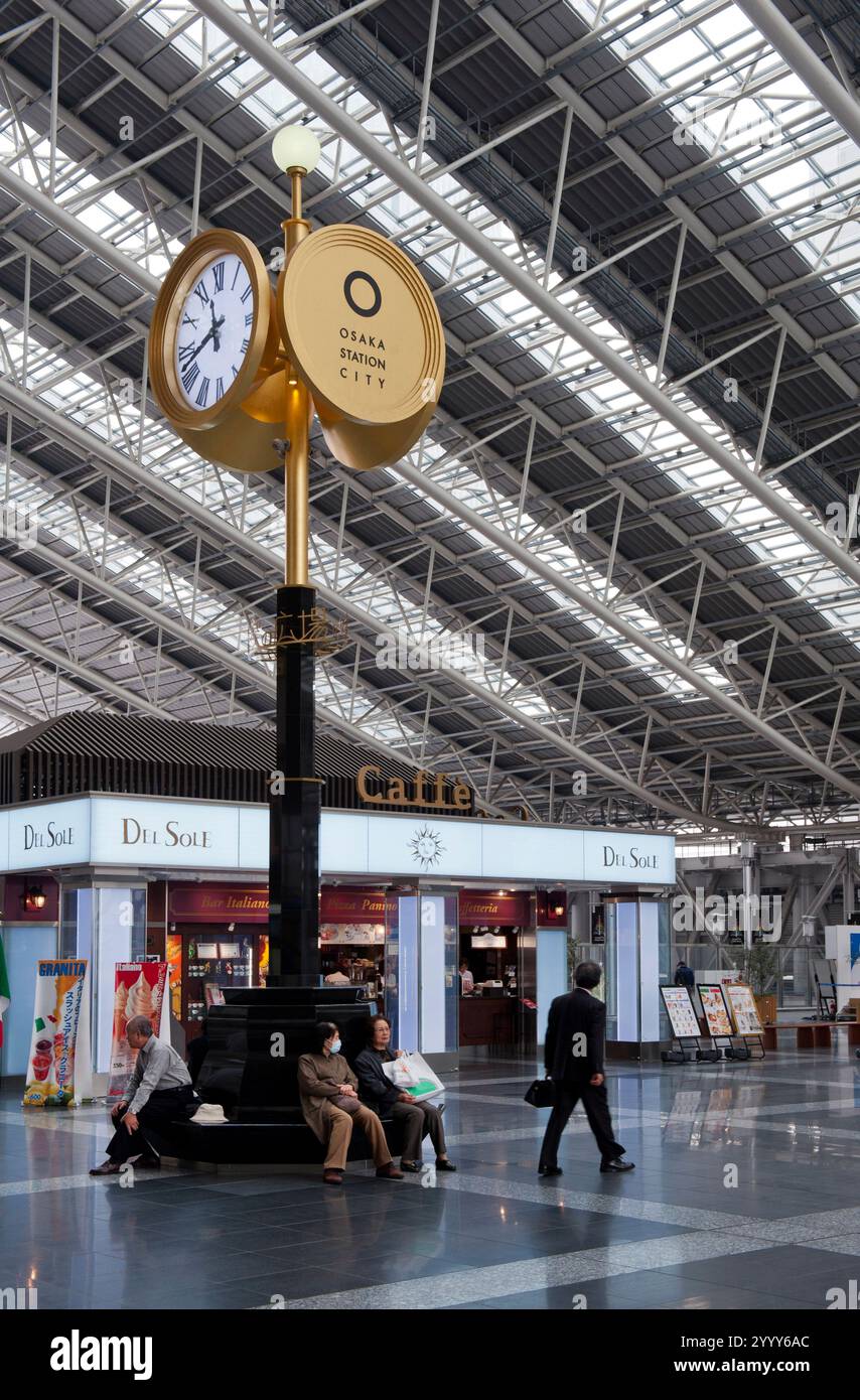 The Osaka JR Station City clock is a central meeting place inside the Japan Railway (JR) train ...
