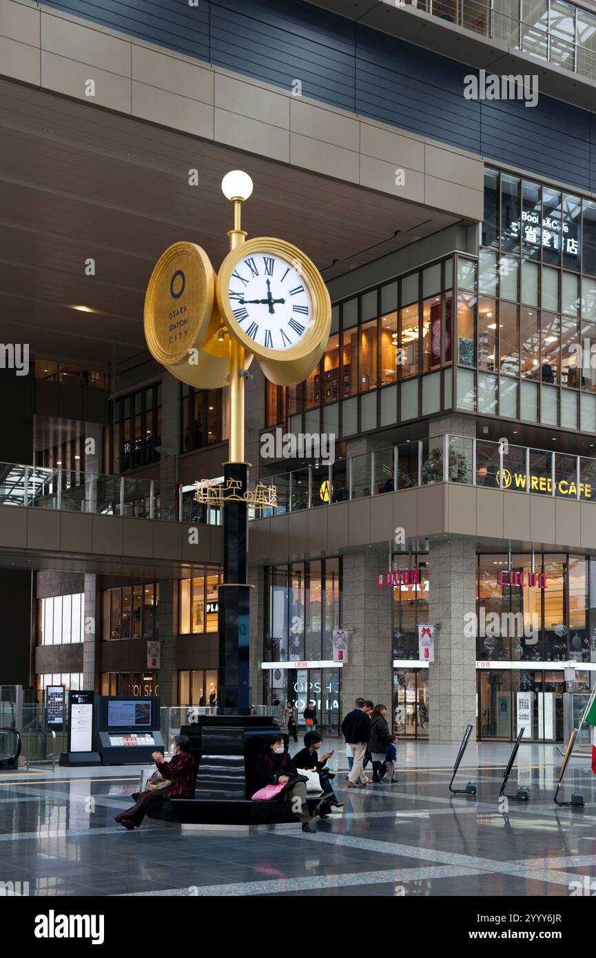 The Osaka JR Station City clock is a central meeting place inside the ...