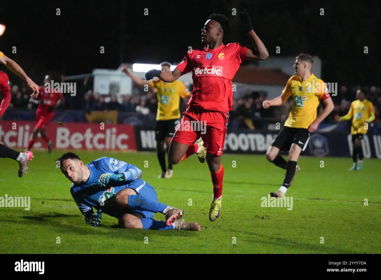 Challans, France. 22nd Dec, 2024. Isaac Tshipamba of Quevilly-Rouen ...