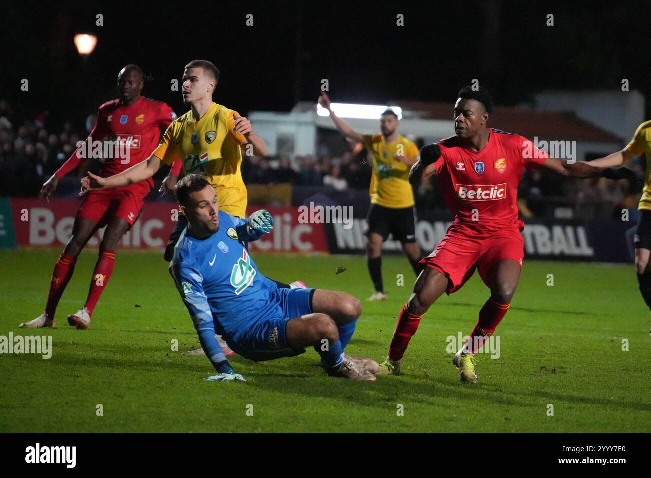 Challans, France. 22nd Dec, 2024. Isaac Tshipamba of Quevilly-Rouen ...