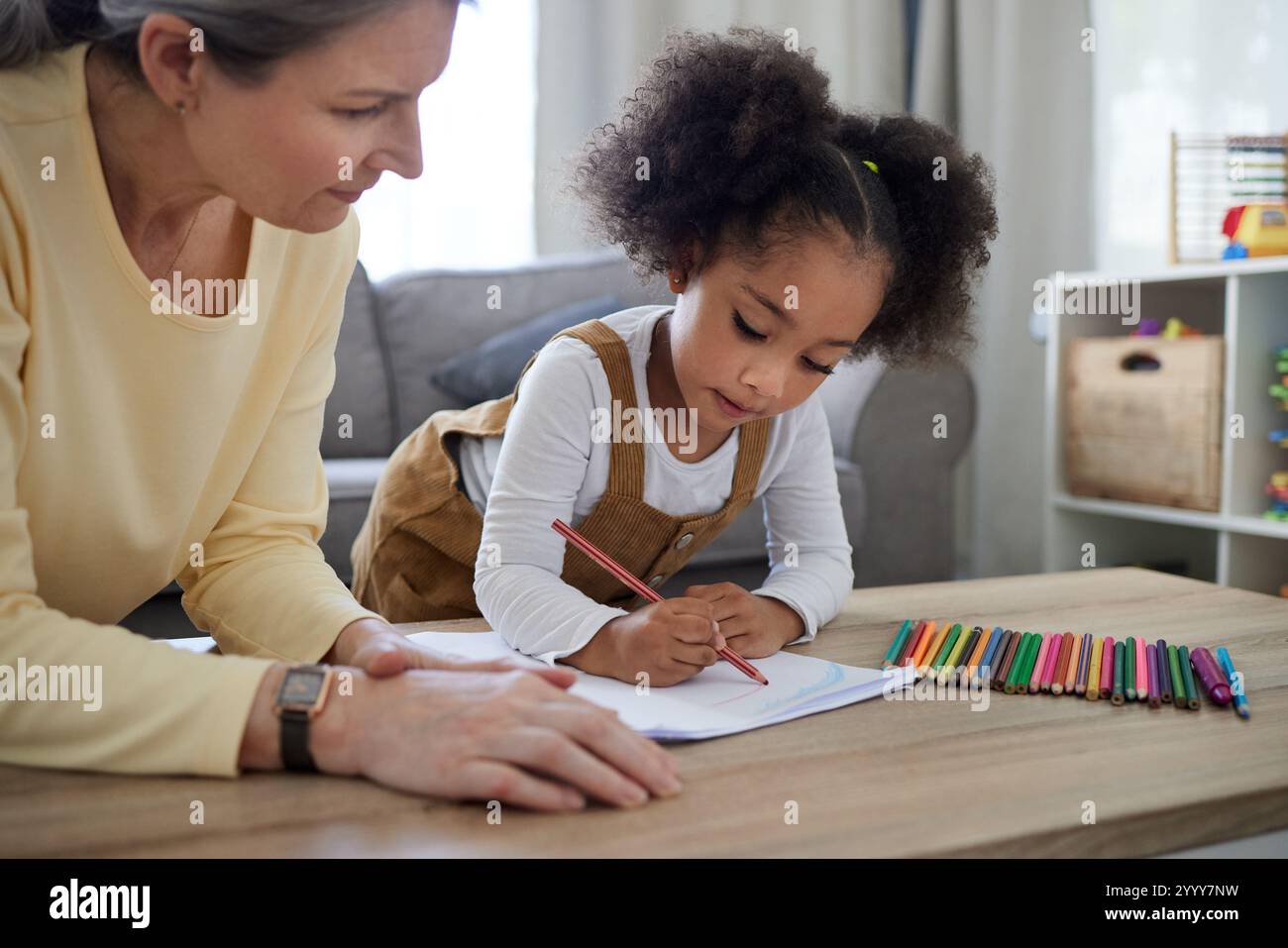 Therapy, child and development with drawing for education, learning ...