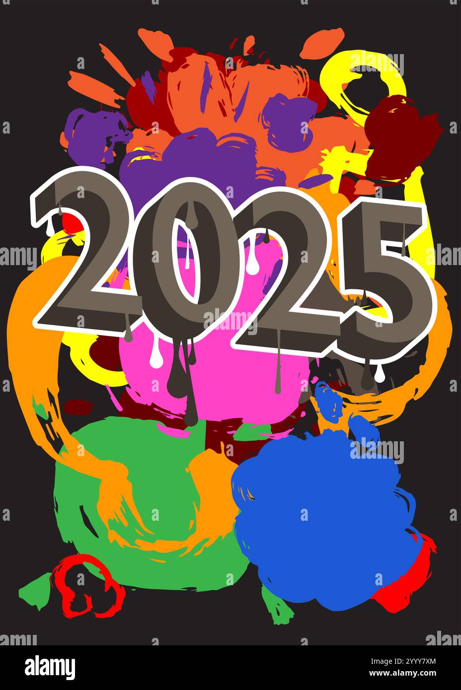 2025 Graffiti tag. Abstract modern street art decoration performed in ...