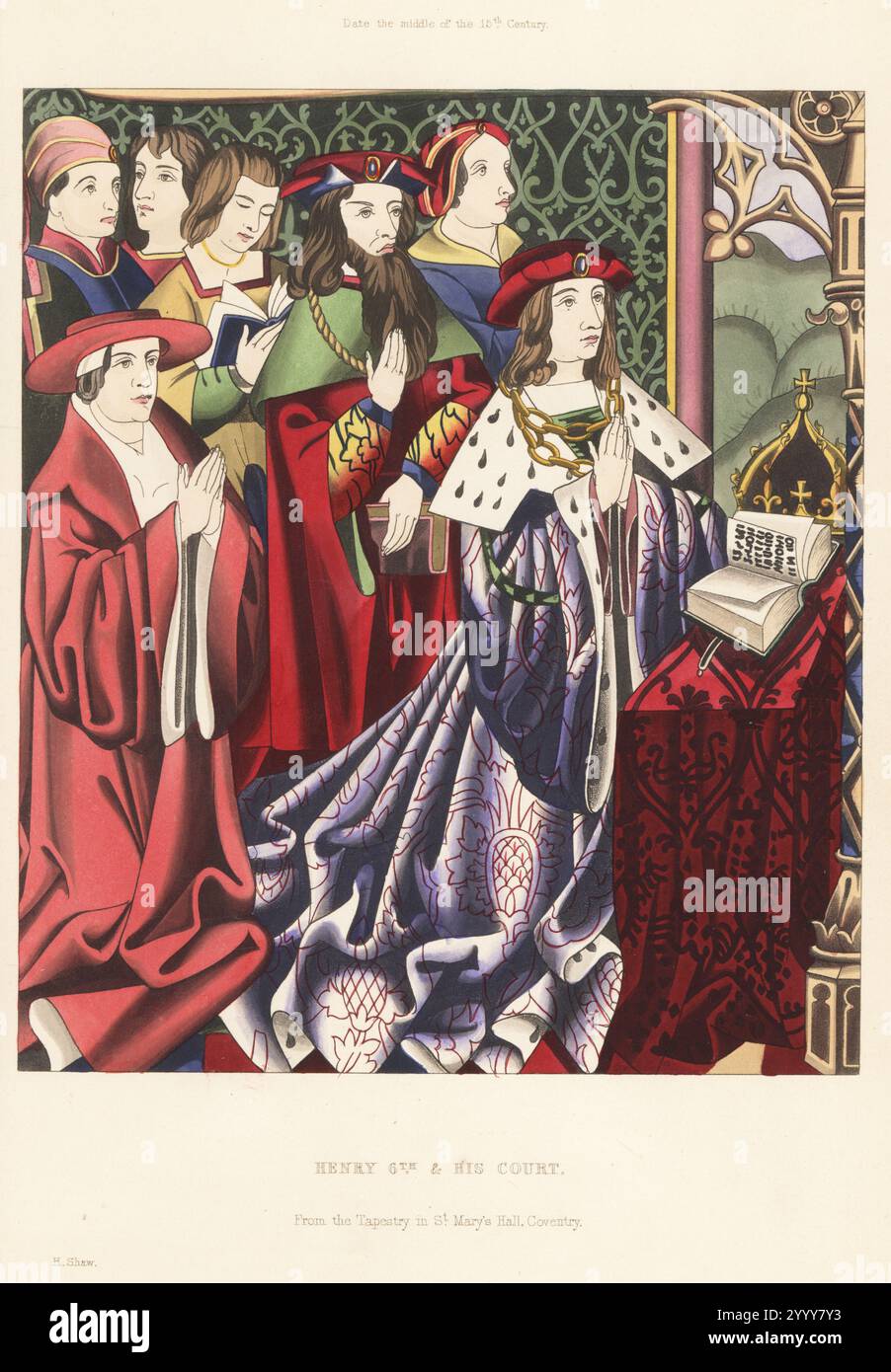 King Henry VI of England 1421-1471 and his courtiers at prayer. The ...