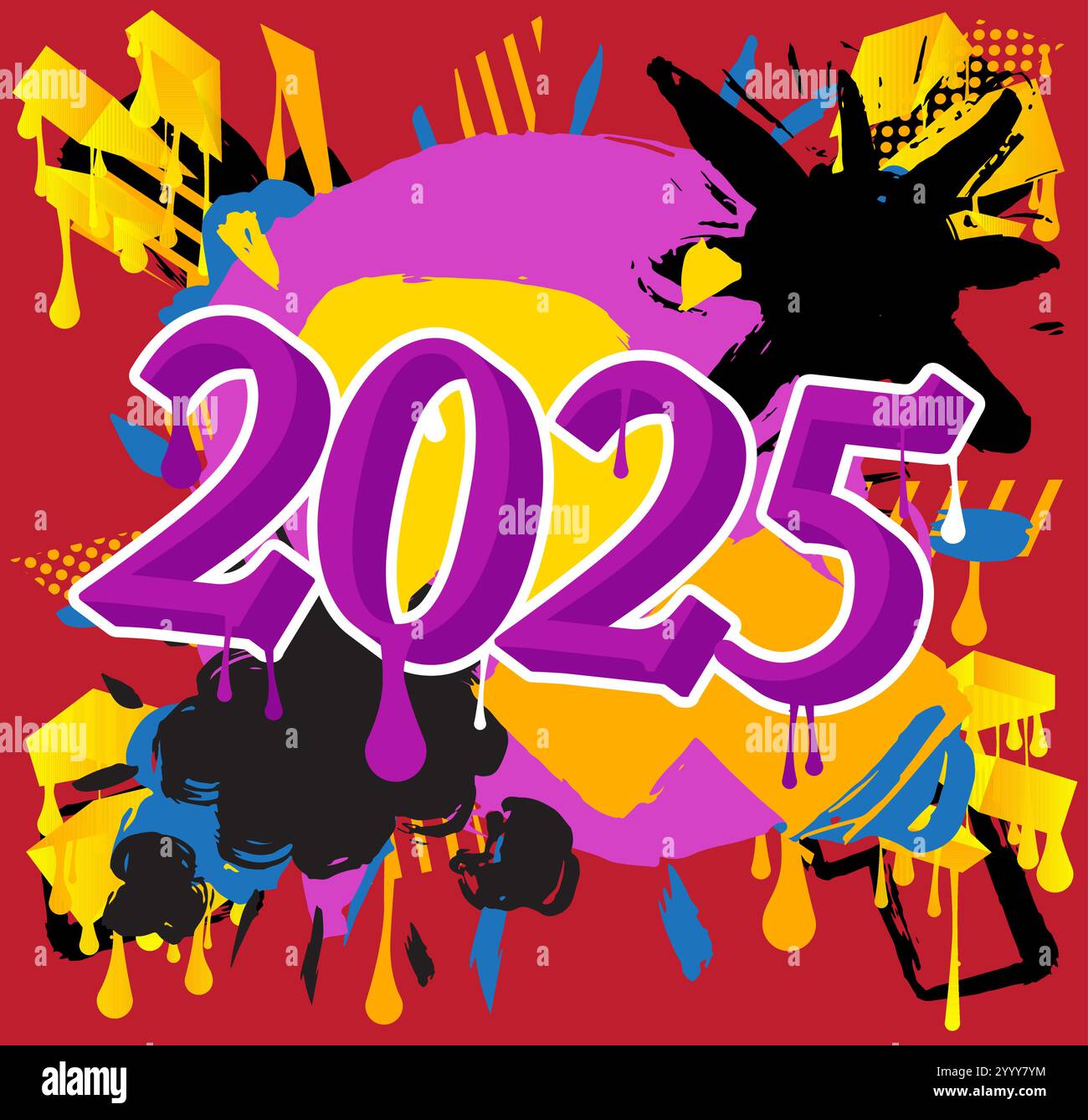 2025 Graffiti tag. Abstract modern street art decoration performed in ...