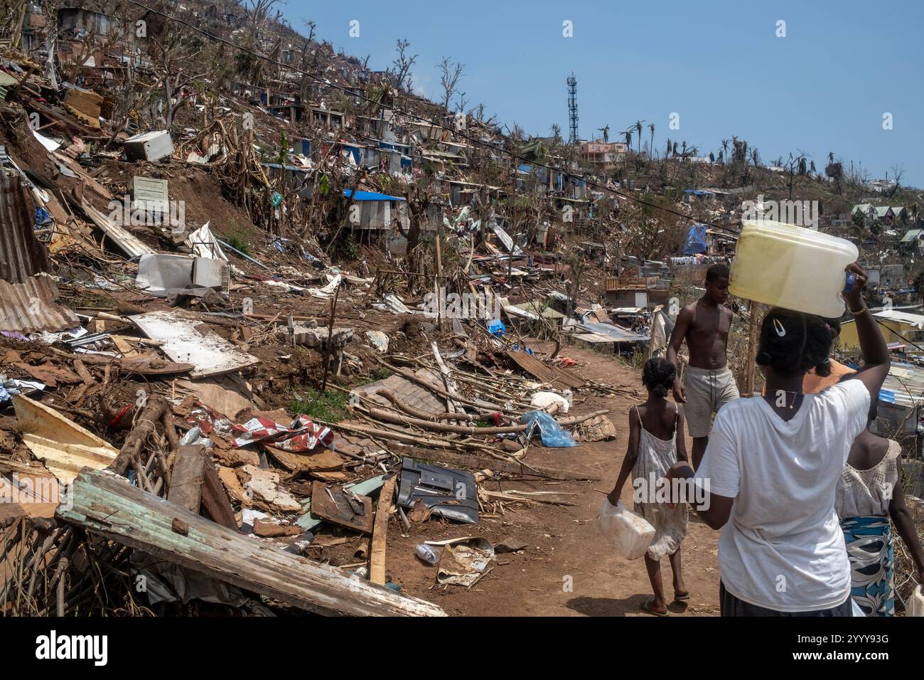 Damaged homes are seen in the slum of Cavani in the heights of ...