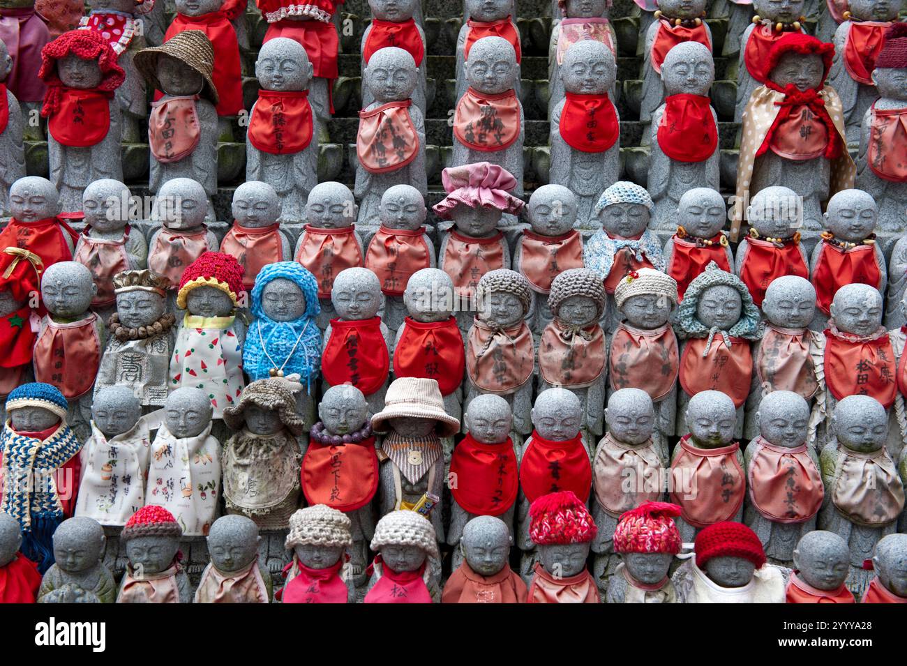 Jizo statues are small stone statues that represent Jizo Bosatsu, a ...