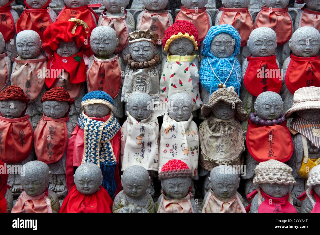 Jizo statues are small stone statues that represent Jizo Bosatsu, a ...