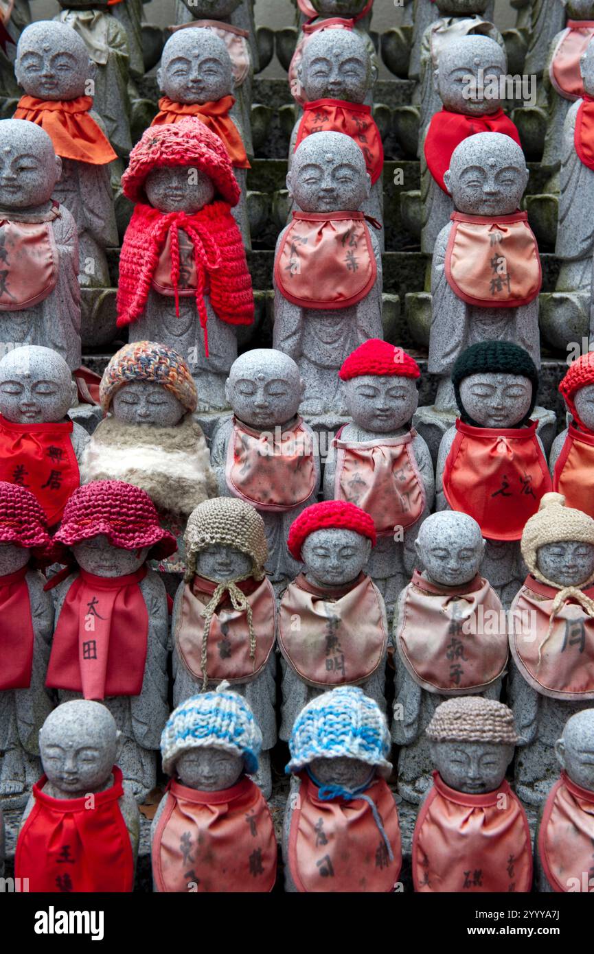 Jizo statues are small stone statues that represent Jizo Bosatsu, a ...
