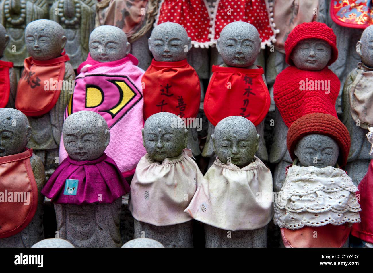 Jizo statues are small stone statues that represent Jizo Bosatsu, a ...