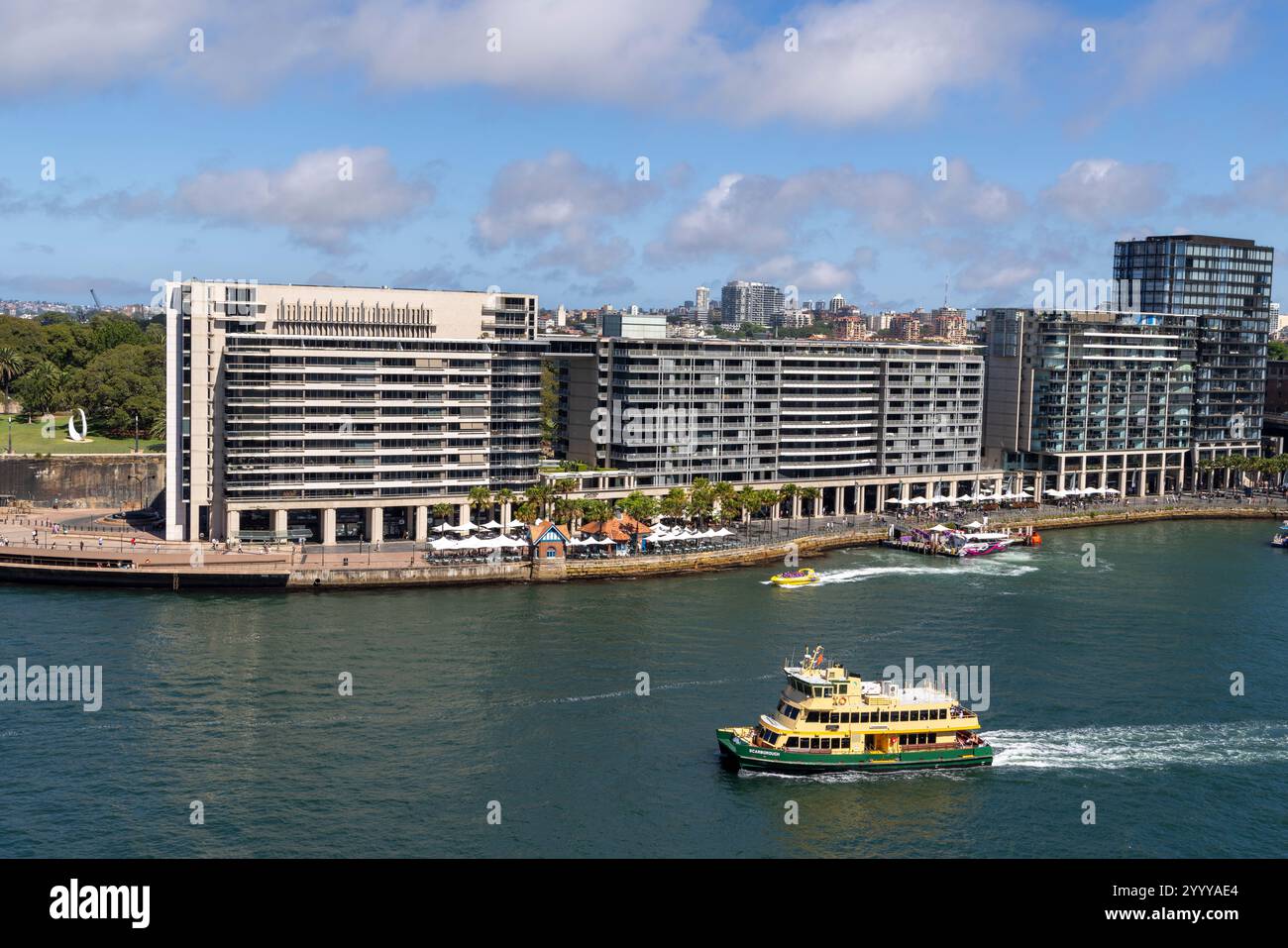 Sydney ferry the MV Scarborough leaves Circular Quay travelling past ...