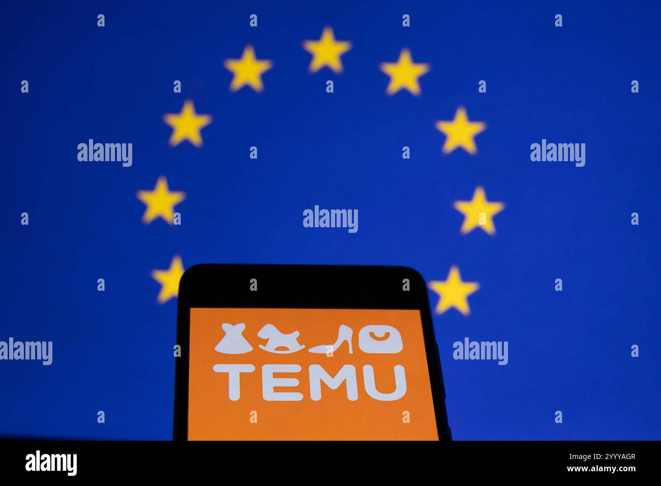 Denmark. 23rd Dec, 2024. In this photo illustration, a Temu logo seen ...