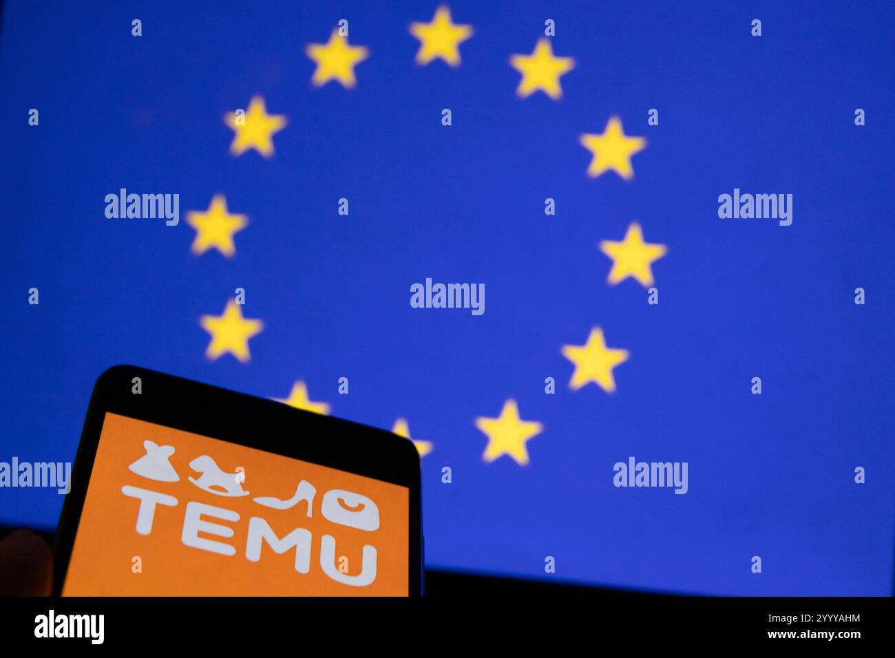 Denmark. 23rd Dec, 2024. In this photo illustration, a Temu logo seen ...