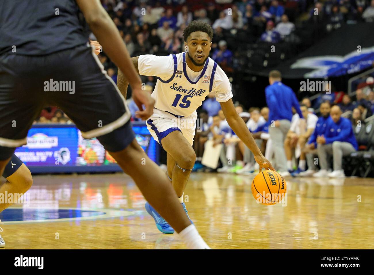 Newark, New Jersey, USA. 22nd Dec, 2024. Seton Hall Pirates guard ...