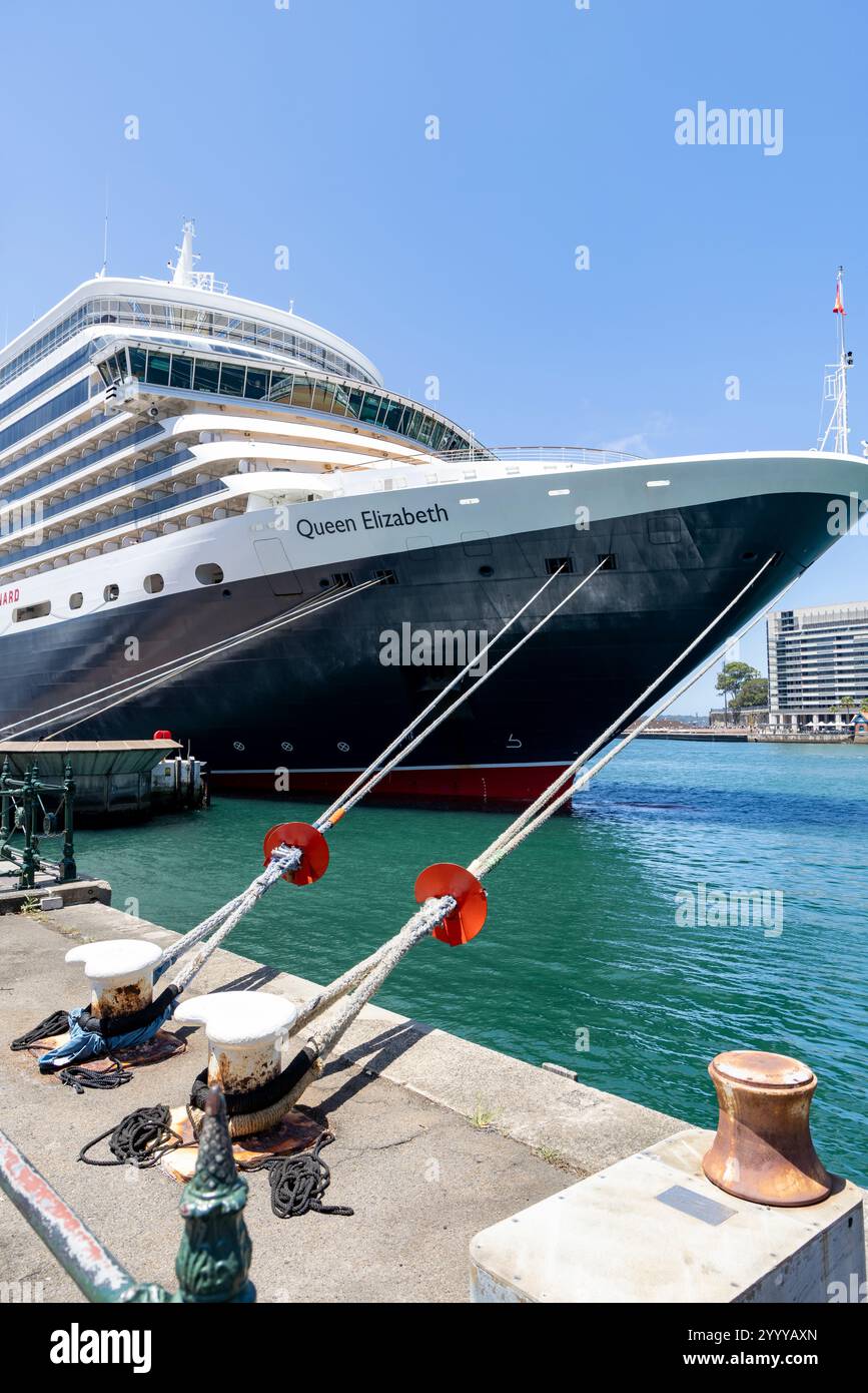 Cunard MS Queen Elizabeth cruise ship moored at Overseas Passenger ...
