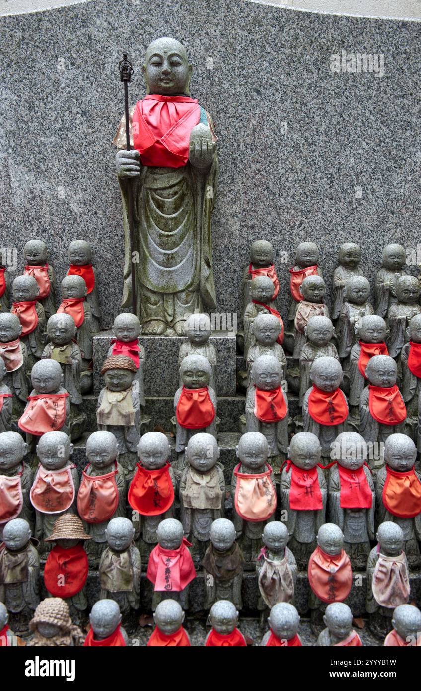 Jizo statues are small stone statues that represent Jizo Bosatsu, a ...