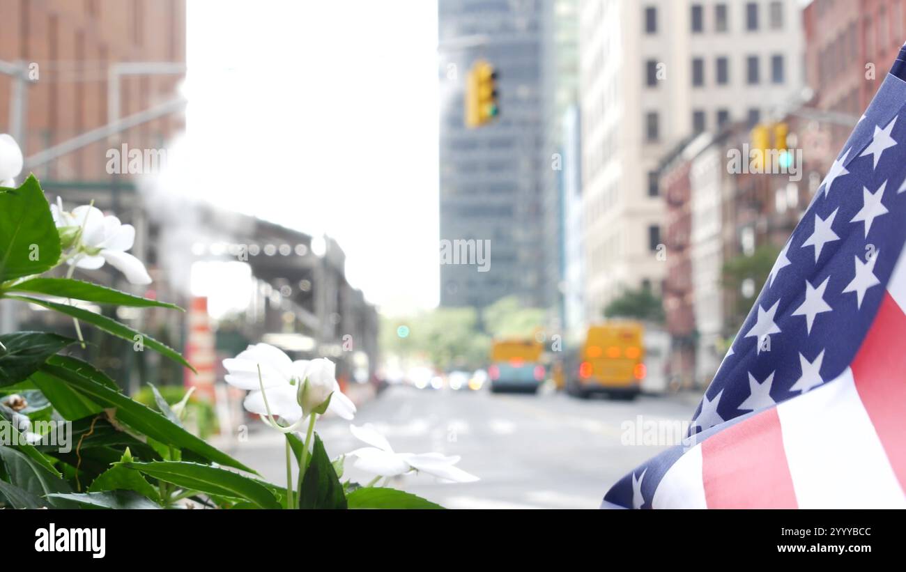 New York City Lower Manhattan Downtown Financial District Water street. USA NY city life. Urban ...