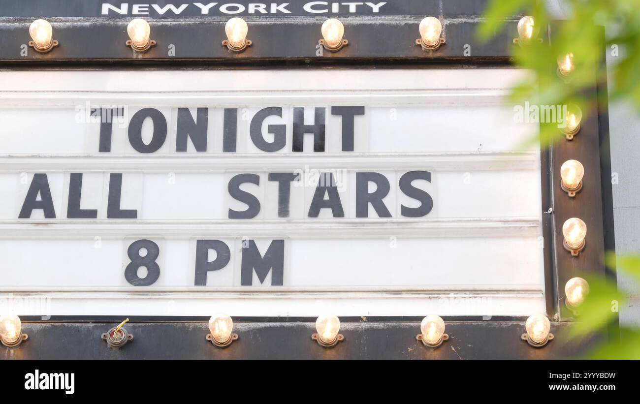 Retro marquee sign and light bulbs. Movie theater or cinema theatre ...