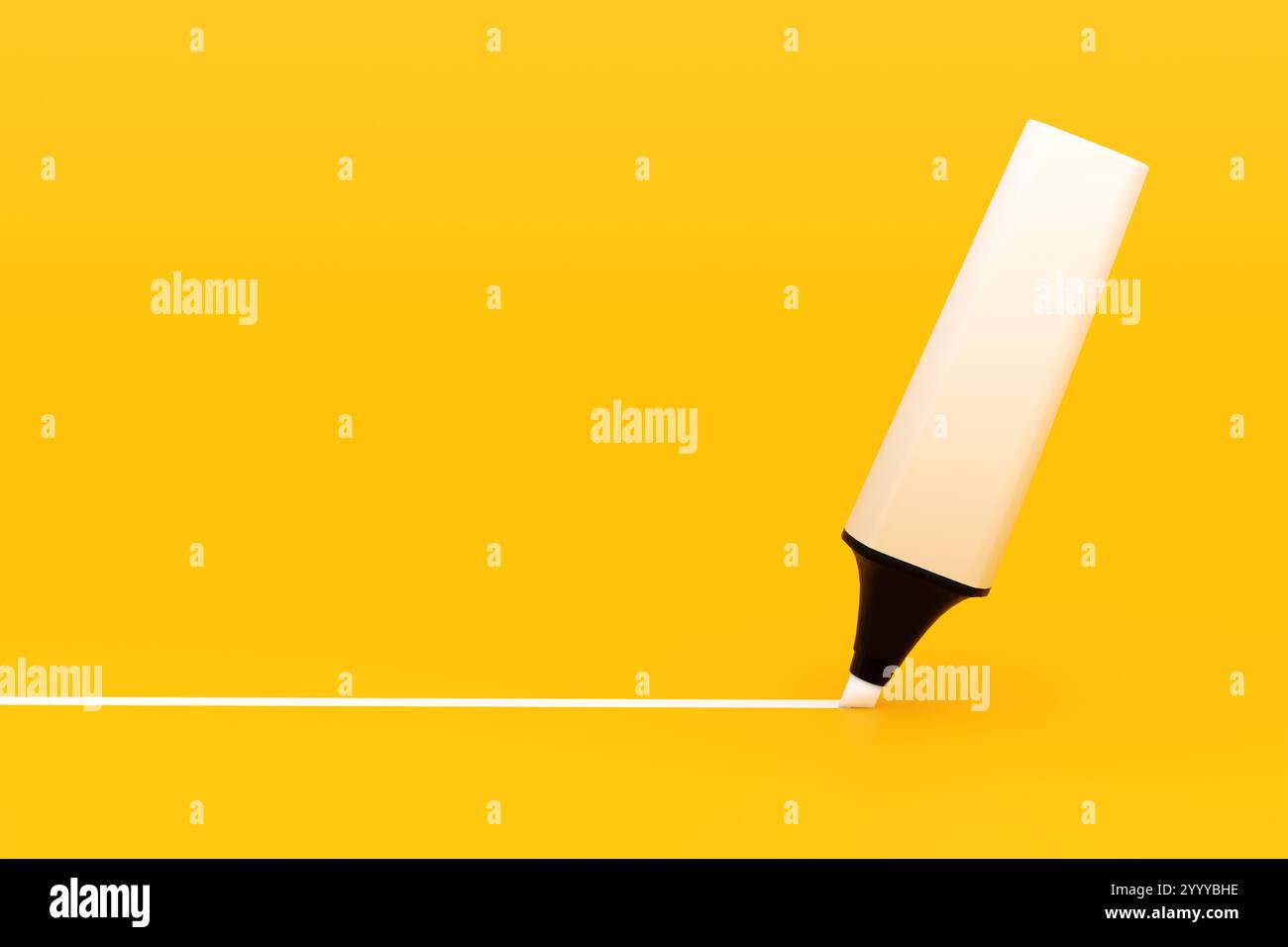 Highlighting concept. White highlighter is drawing a horizontal ...