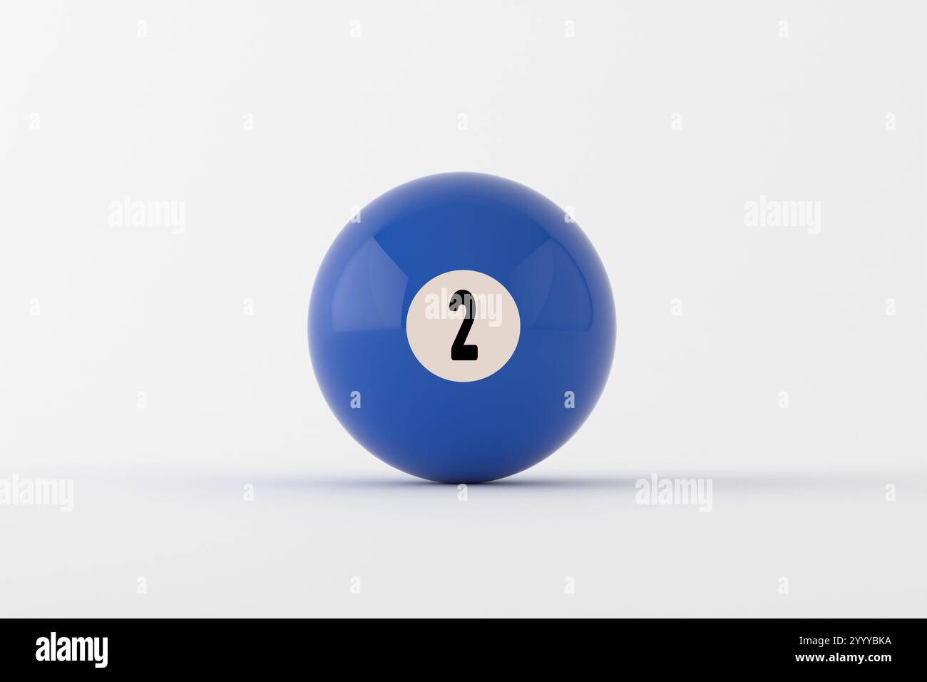 Blue number two pool ball on a white background, representing the game ...