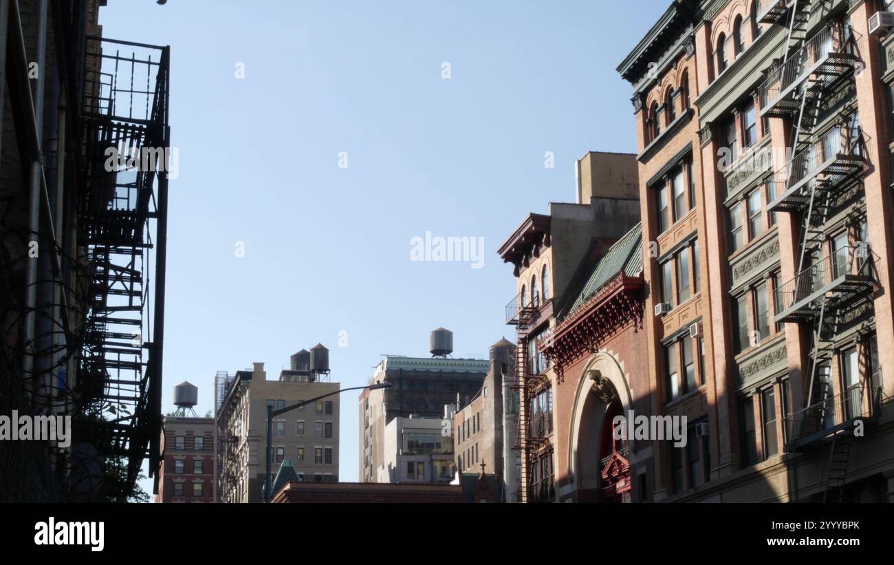 New York City Manhattan building architecture. Urban residential house ...