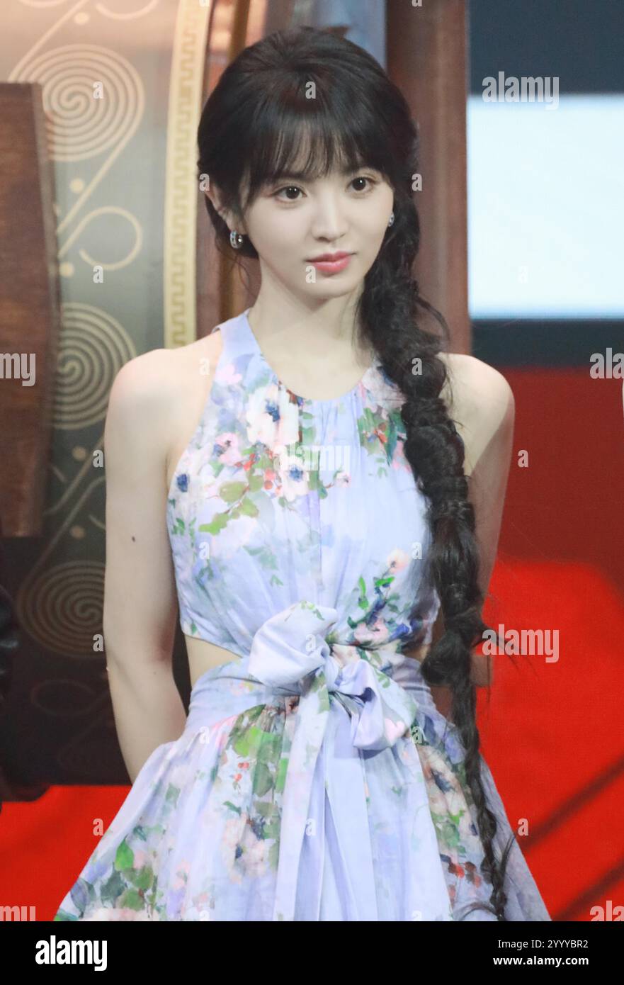Chinese actress Tian Xiwei attends an activity in Chengdu City, southwest China's Sichuan ...
