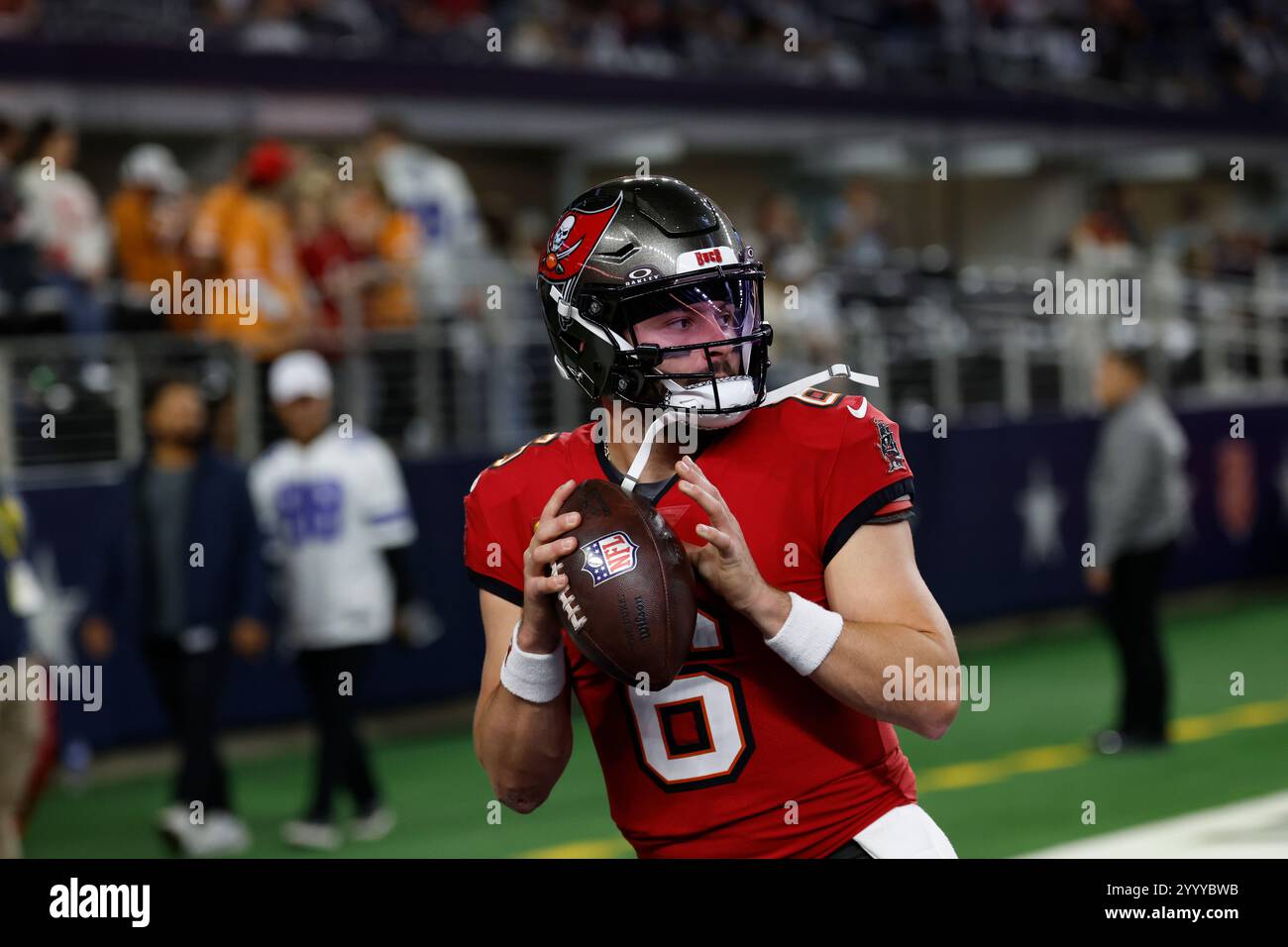 Tampa Bay Buccaneers quarterback Baker Mayfield (6) during pregame ...