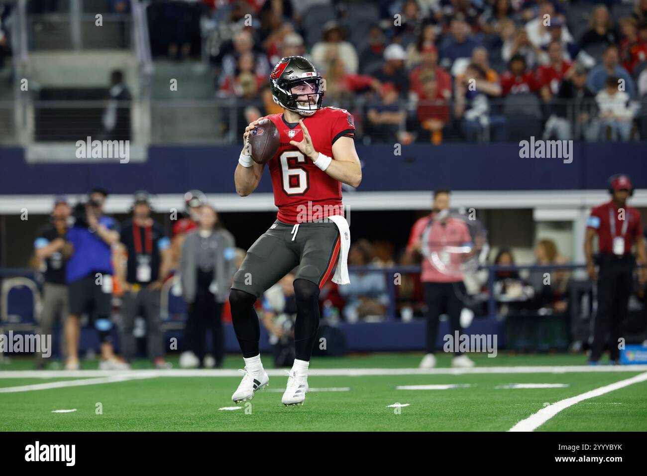 Tampa Bay Buccaneers quarterback Baker Mayfield (6) looks to pass ...
