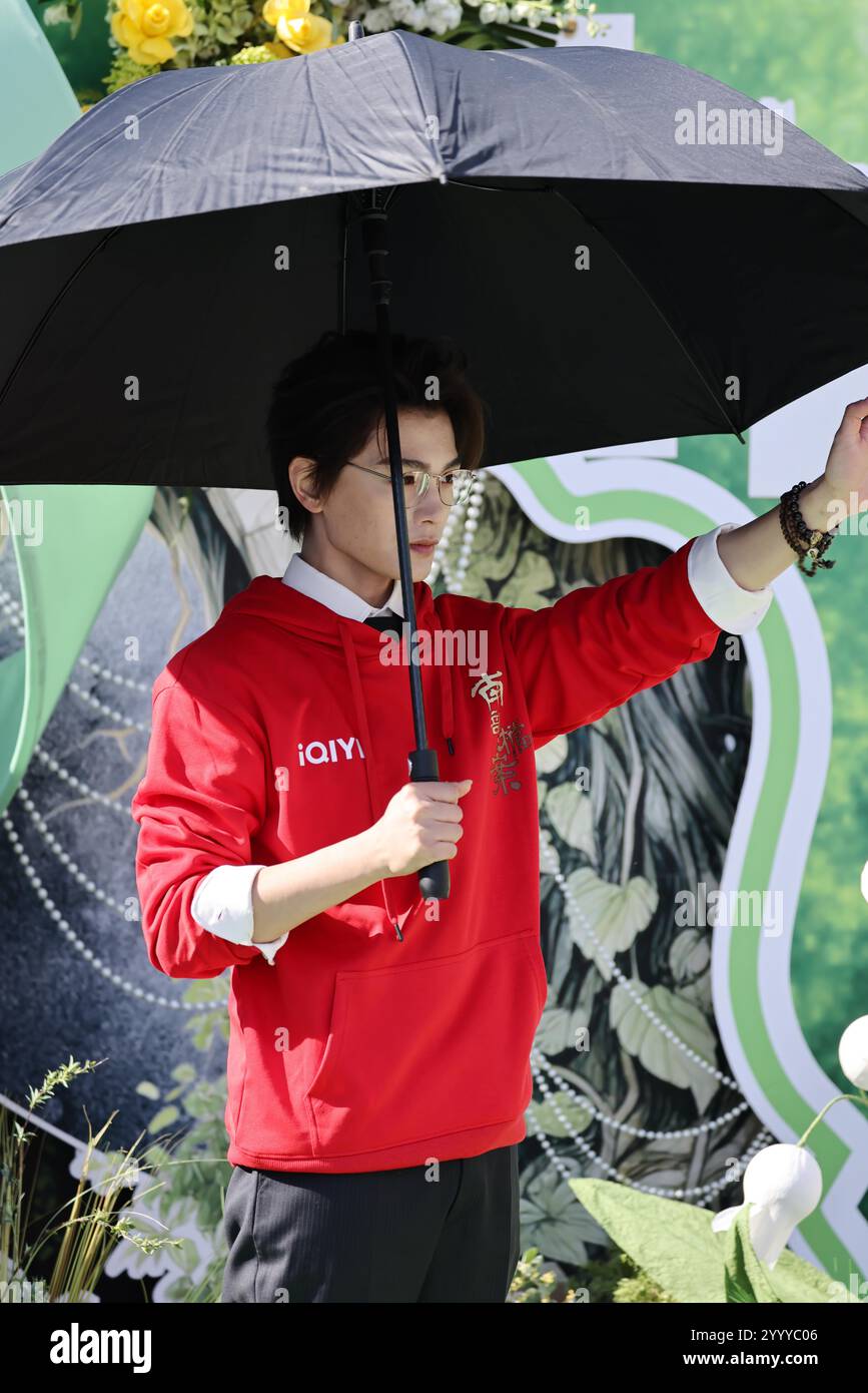 Chinese actor Ding Yuxi attends an activity in Hengdian World Studios ...